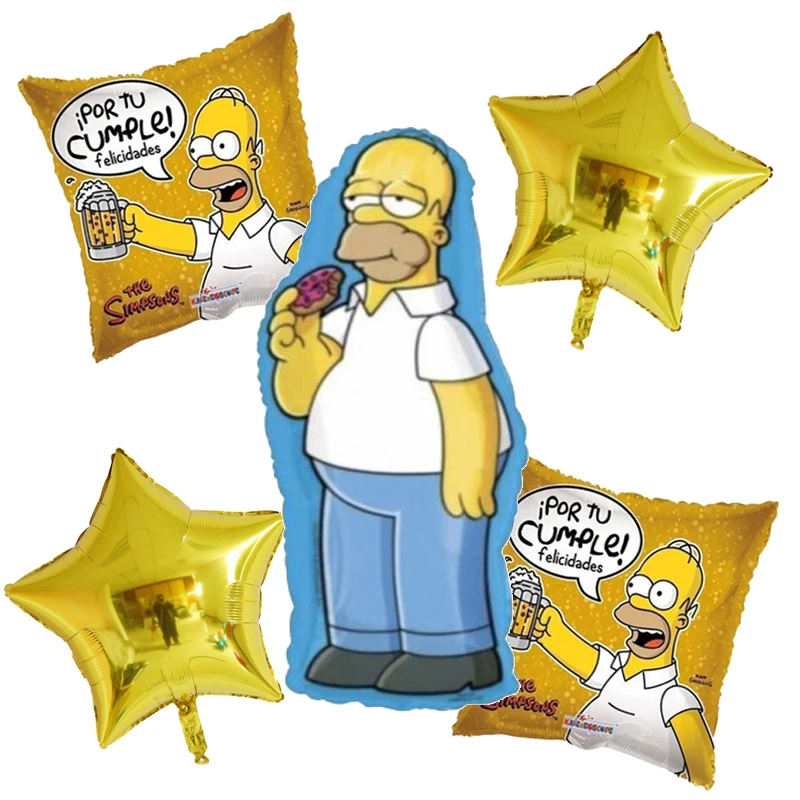 5Pcs-Set-Simpsoned-Balloons-Funny-Yellow-Famliy-Home-Foil-Ballons-Happy ...