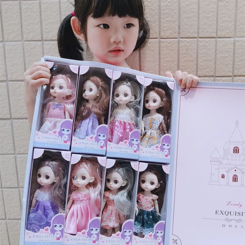 8pcs Set Bjd Doll 17cm Height Girl Toy Doll Princess Dress Up Vinyl ...