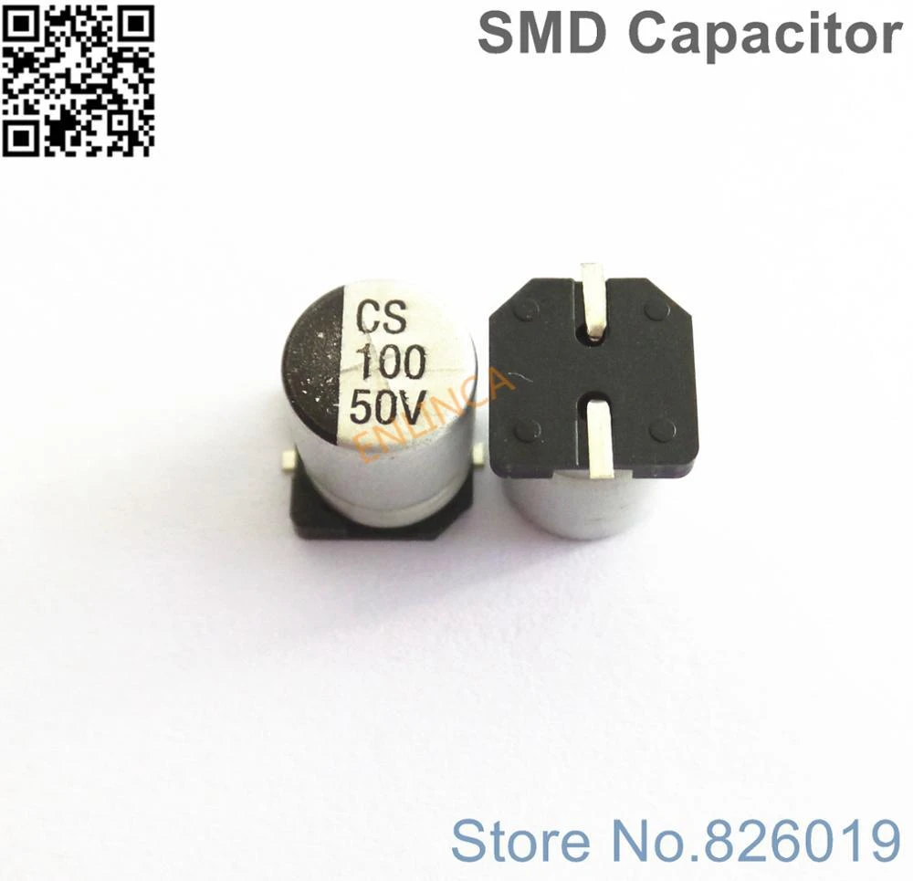 SMD 알루미늄 전해 커패시터, 크기 8*10.5, 100uf, 50V, 100uf, 30 개/로트|electrolytic ...