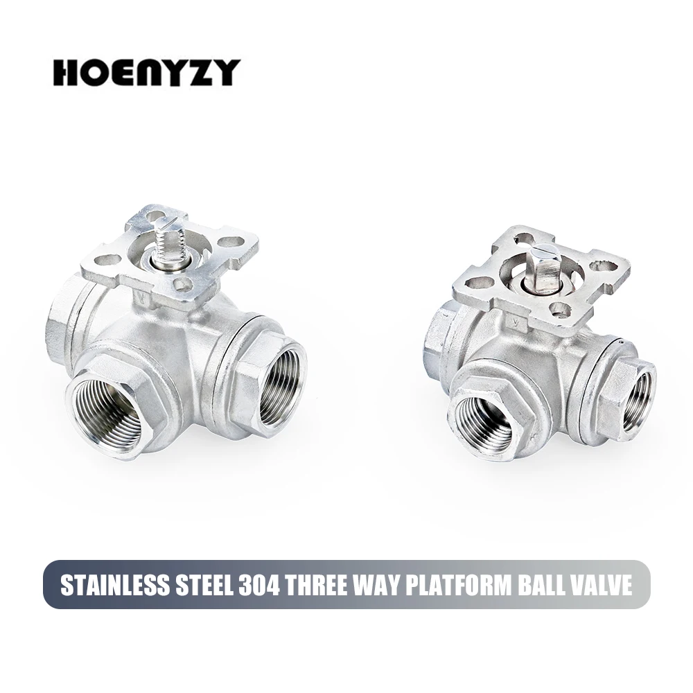 1/4" 3/8" 1/2" 3/4" 1" SS304 Stainless Steel High Platform Three-way ...