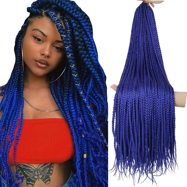 Box Braids With Blue Color