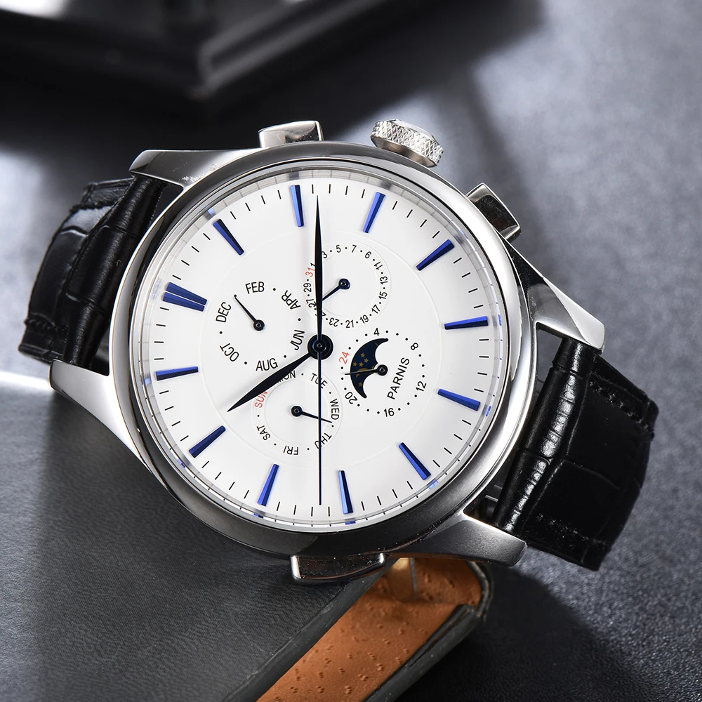 44mm Parnis Automatic Self-wind Movement Automatic Date And Week Men's ...