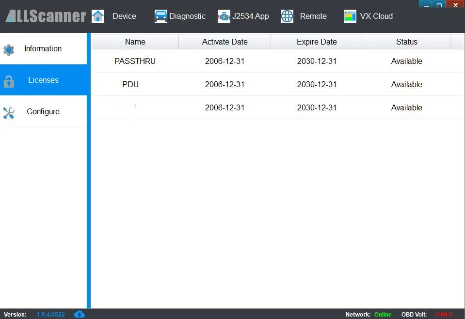 VAG Scanner 6154 OKI Full Chip V1.66 Locked Firmware Version 1.6.6.0 ...