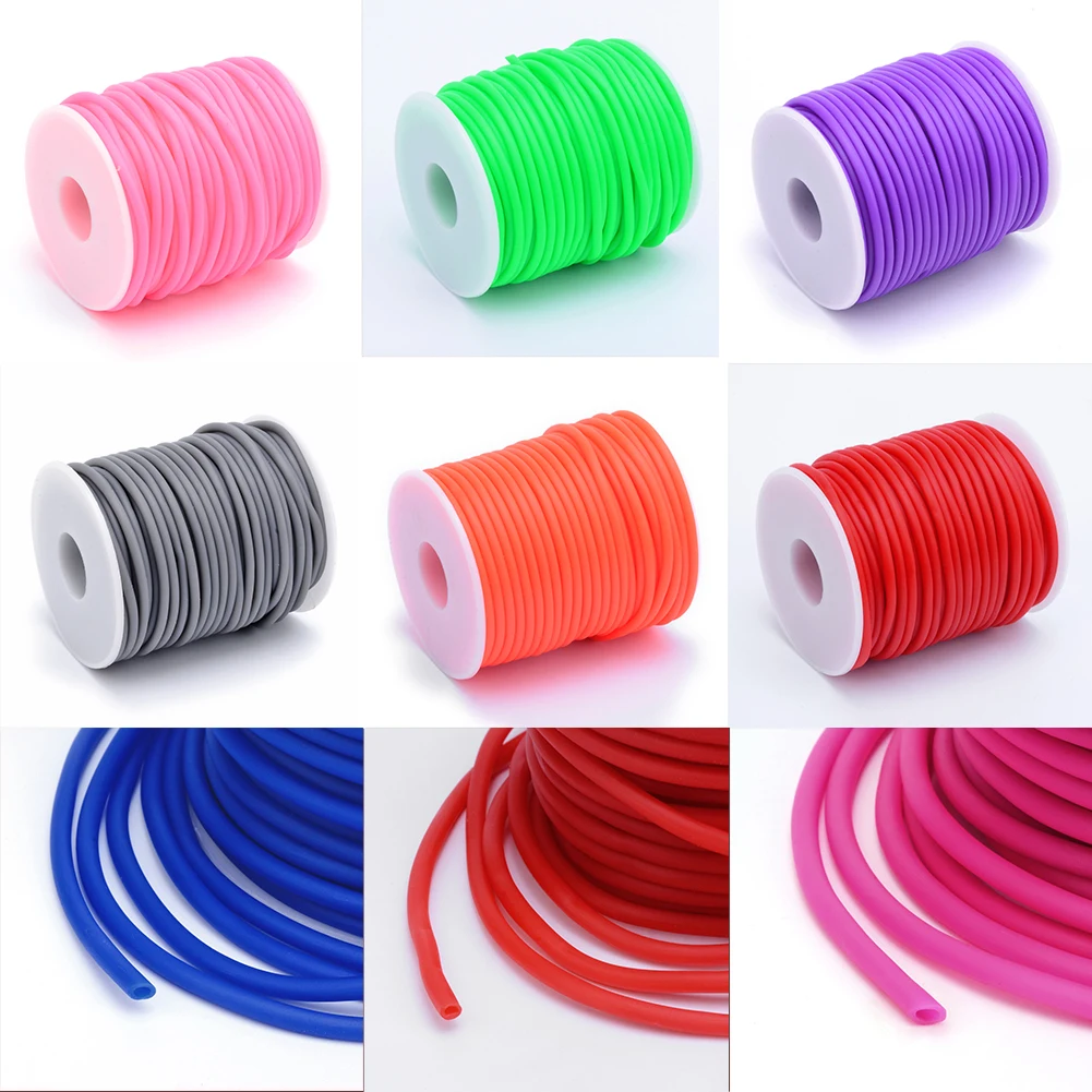1Roll 2mm 3mm 4mm Hollow Pipe Tubular Rubber Cord Thread Wrapped with ...