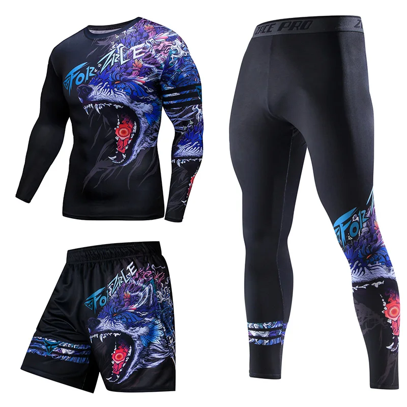 ZRCE Chinese Style Men's Tracksuit Gym Fitness Compression Sports Suit ...