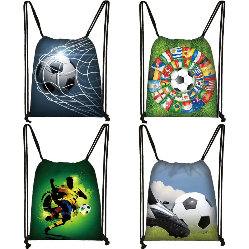 Footbally / Soccerly Print Backpack Men Canvas Travel Bag Teenager Boys ...
