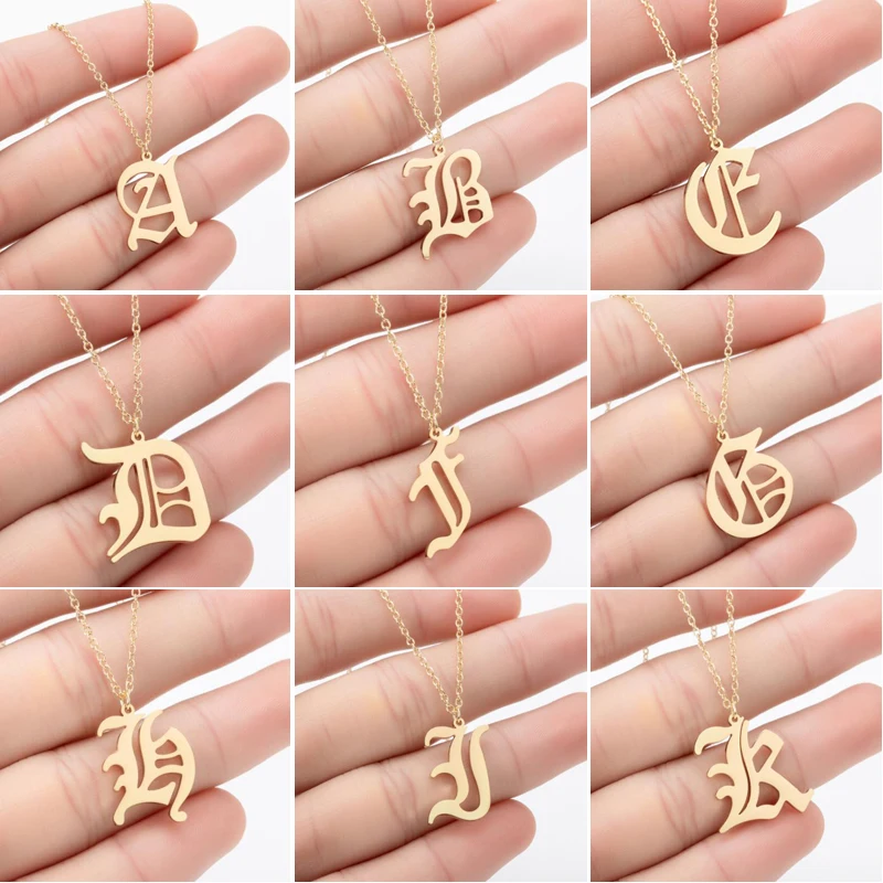 Stainless Steel Initial Necklace Custom Letter Necklace For Women Gold ...