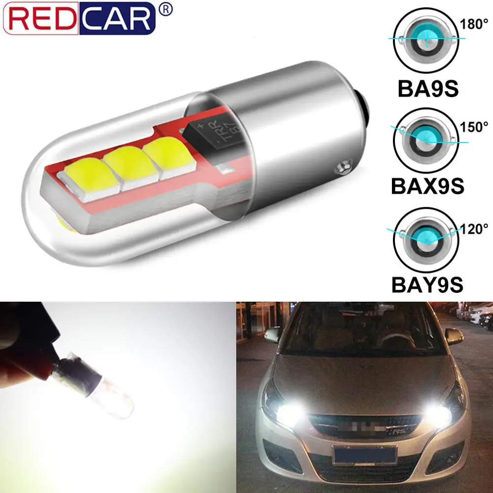 1pcs BA9S BAY9S BAX9S H21W T4W H6W Led Bulb 6SMD 3535 Chips Car Auto ...