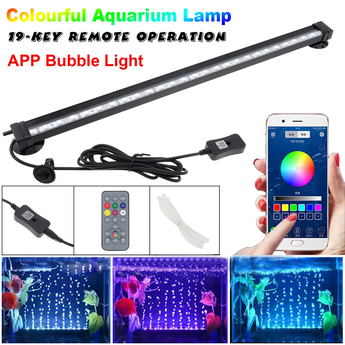 APP-Control-Aquarium-Lamp-RGB-LED-Aquarium-Light-Underwater-Submersible ...