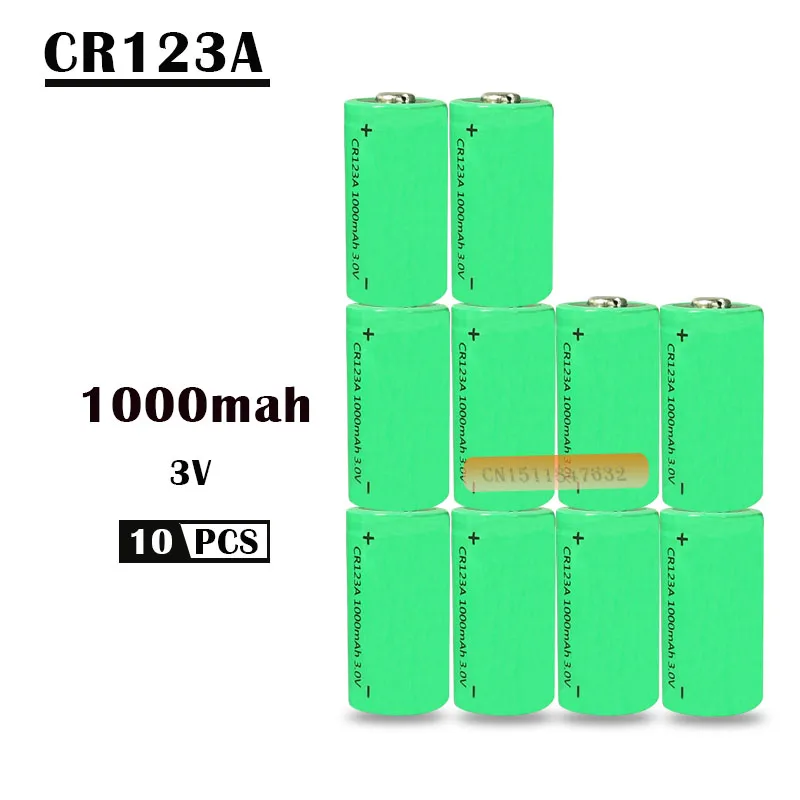 10 X 16340 1000mah 3v cr123a 16340 rechargeable battery 3.0v rcr123a ...