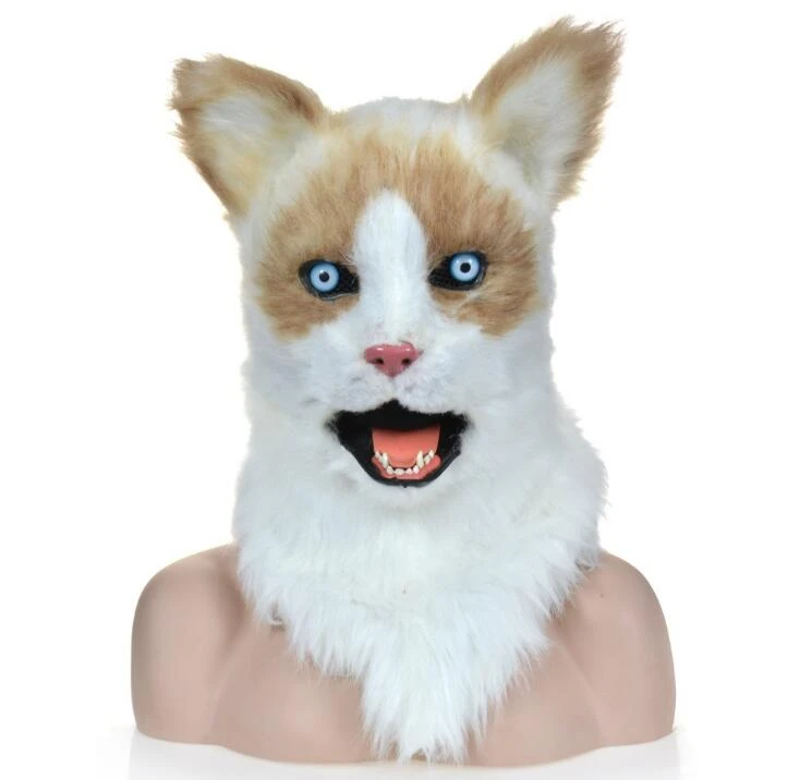 Cat Mask Simulation Seal Plush Full Face Hood 2d World Demon Cat Mouth ...