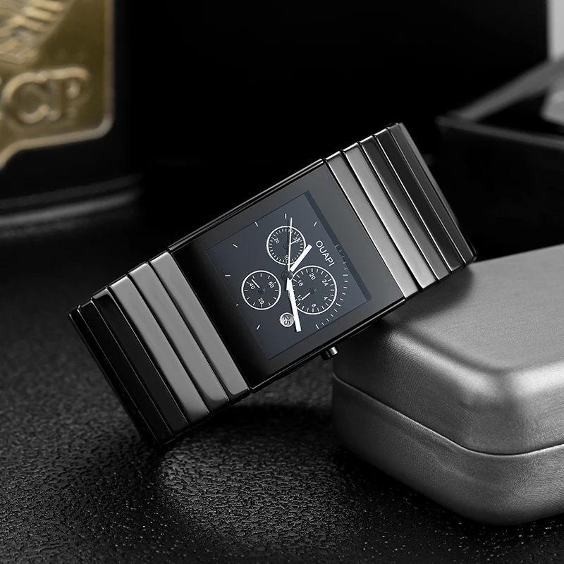 OUPAI-reloj-de-cuarzo-para-hombre-cron-grafo-de-cer-mica-negra ...