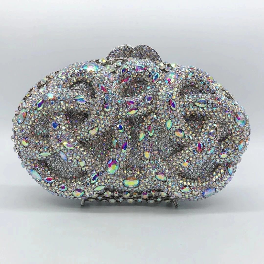 Silver Evening Bag Rhinestones | Evening Clutch Silver Crystal - Silver ...