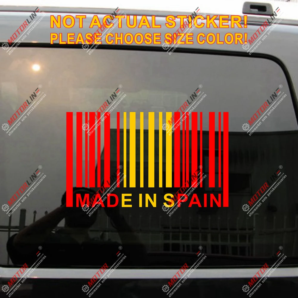 Made In Spain Barcode Decal Sticker Car Vinyl Funny Spanish Flag color ...