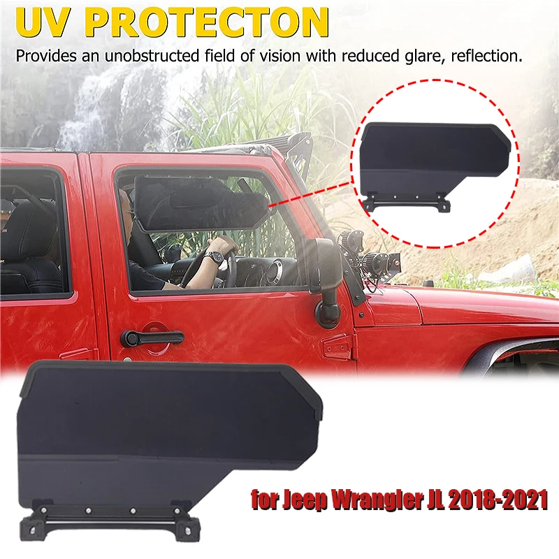 2pcs 자동차 사이드 윈도우 차양 사이드 썬 바이저 지프 랭글러에 적합 Jl 2018 2021 윈드 실드 썬 바이저 썬 글레어 보호 선 바이저 자동차 바이저 차창 바이저