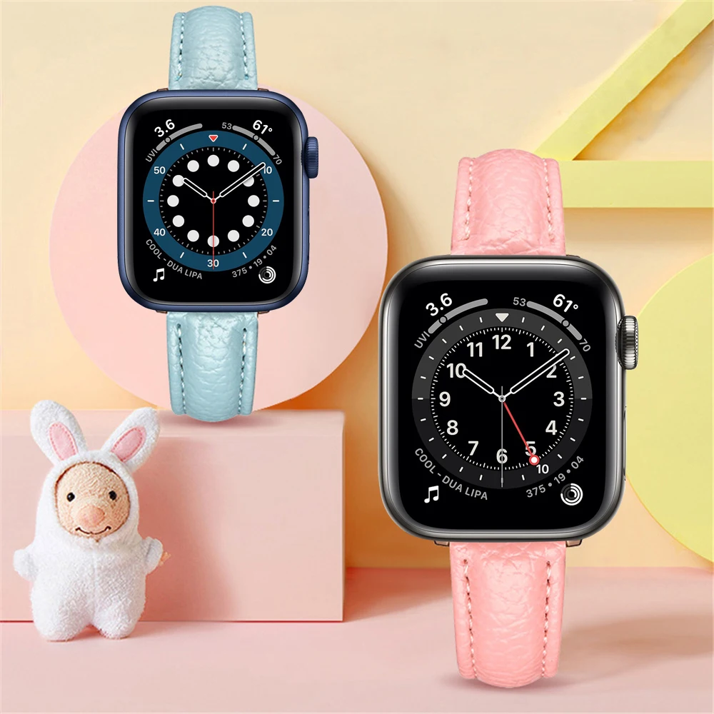 Strap For Apple Watch 6 Se Band 40mm 44mm Leather Bracelet For Iwatch ...