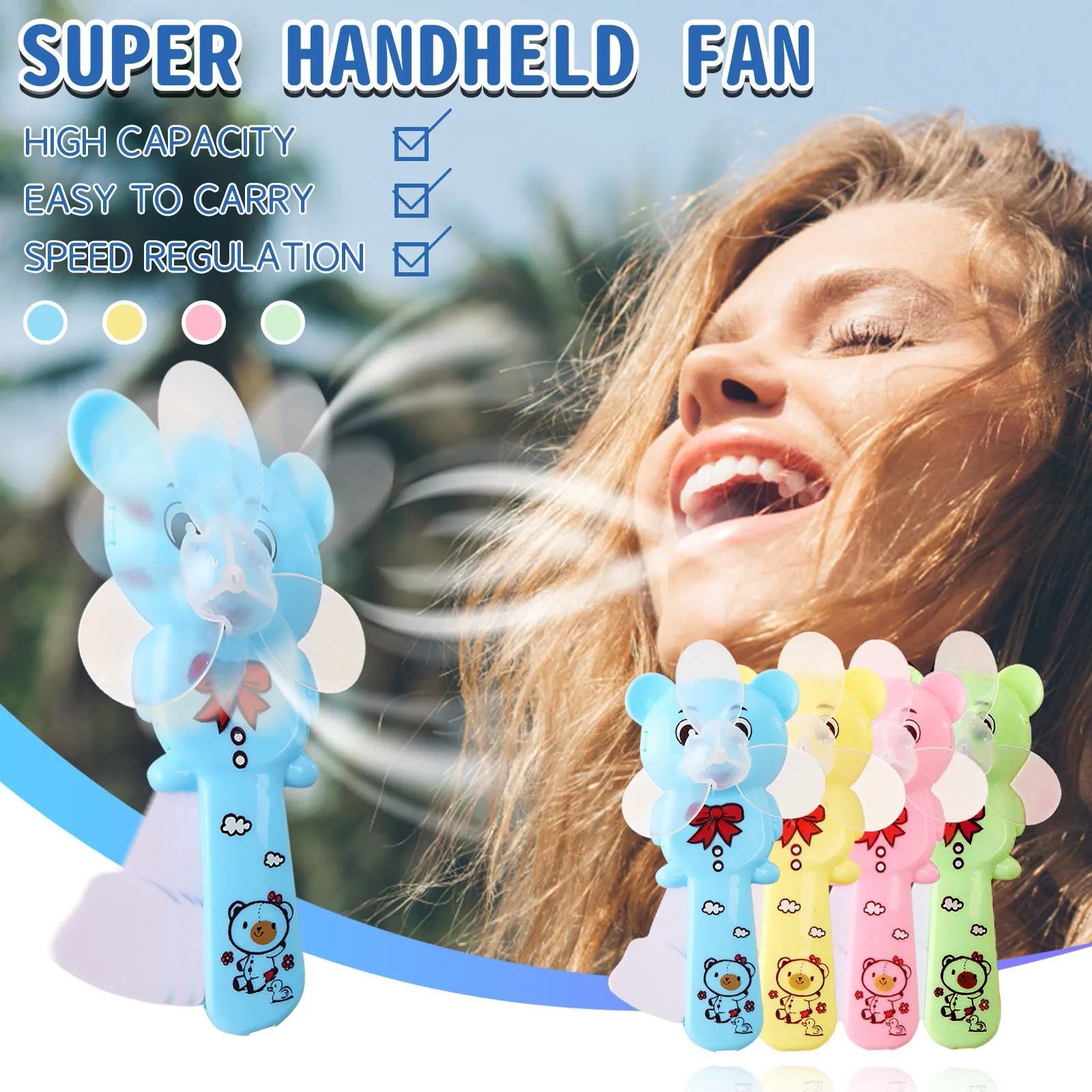 Summer Mini Portable Bear Hand Pressure Fan Handheld Cooling Fan ...