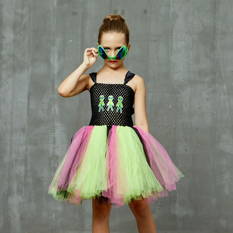 Green Space Alien Princess Pageant Girls Tutu Dress With Glass Cosplay ...