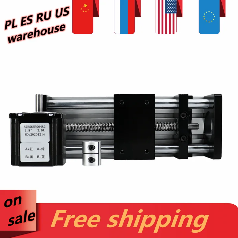 Z Axis Motion Table Cnc Sliding Stage Travel 50-500mm Linear Shaft Rail ...