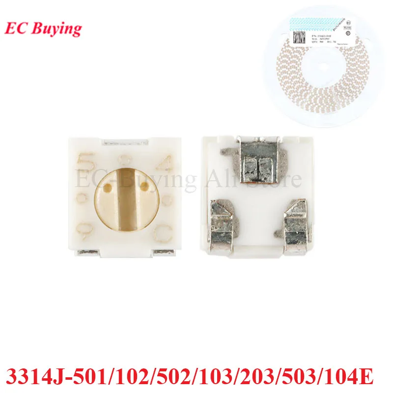 10pcs 3314 3314J 500R 1K 5K 10K 20K 50K 100K ohm Precision Adjustable ...