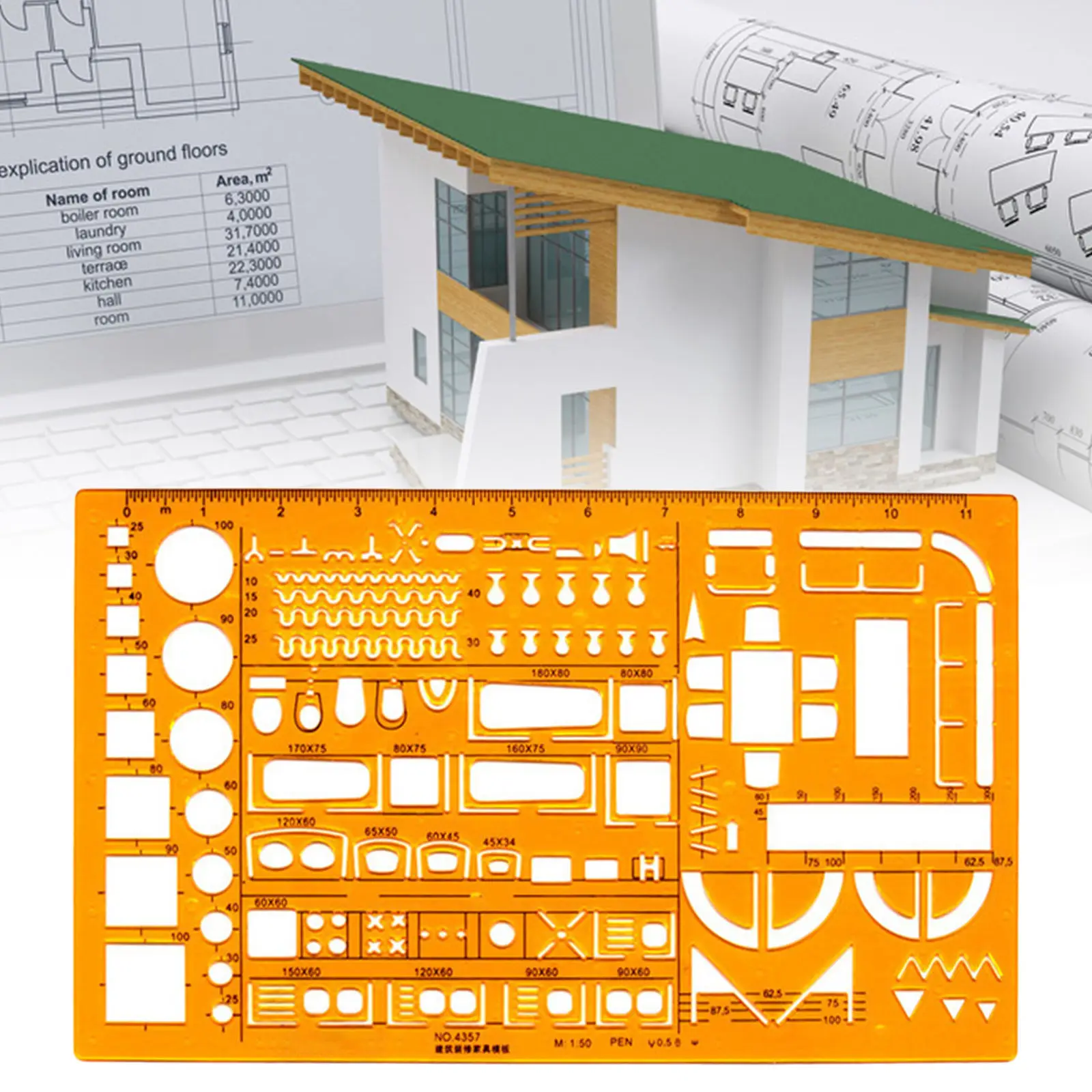 1:50 Scale Templates Ruler Architecture Measuring Drainage Stencil For ...