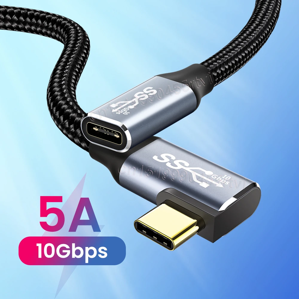 5A-100W-Elbow-USB-3-1-Type-C-Cable-10Gbps-USB-Fast-Data-Cable-For ...