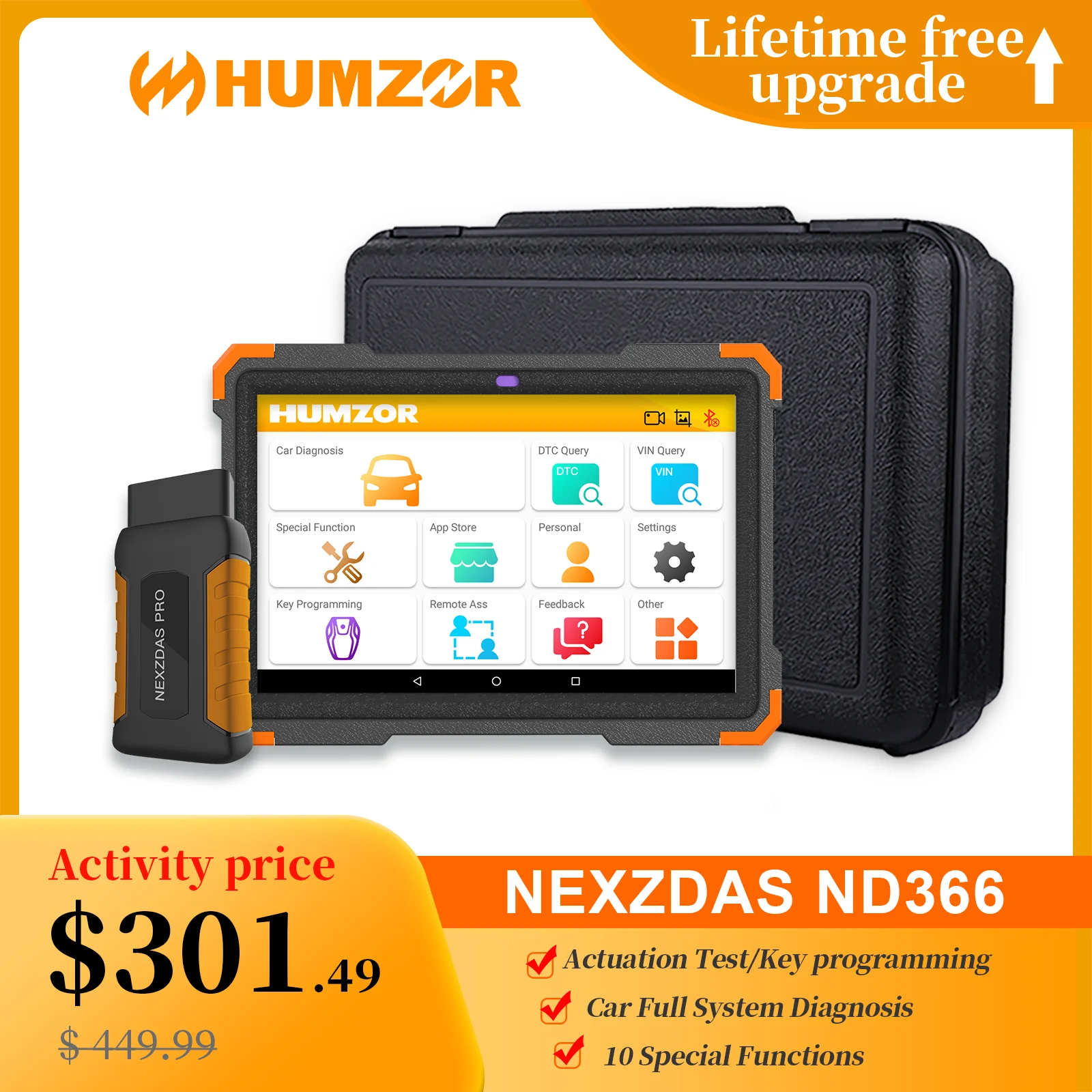 Humzor Professional Full System Obd2 Scanner Car Diagnostic Tool For ...