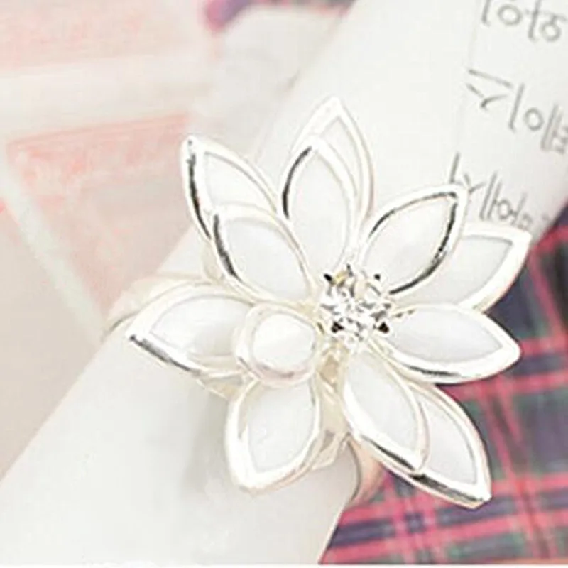 2023 연꽃 오픈 반지 여성용 귀여운 꽃 크기 조정 가능한 골드 컬러 발렌타인 데이 선물 주얼리 핫 세일웨딩 밴드