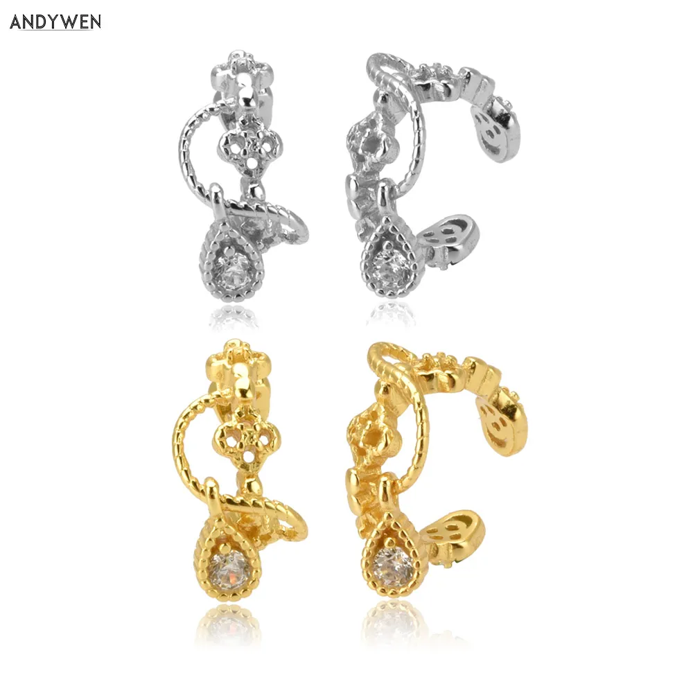 ANDYWEN 925 Sterling Silver Rock Punk Ear Cuff Fine Earcuff Cuffs ...