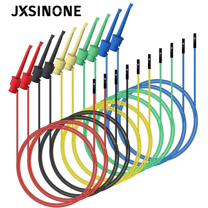 JXSINONE 10PC Dupont Male/Female to Test Hook Clips Silicone Jumper ...
