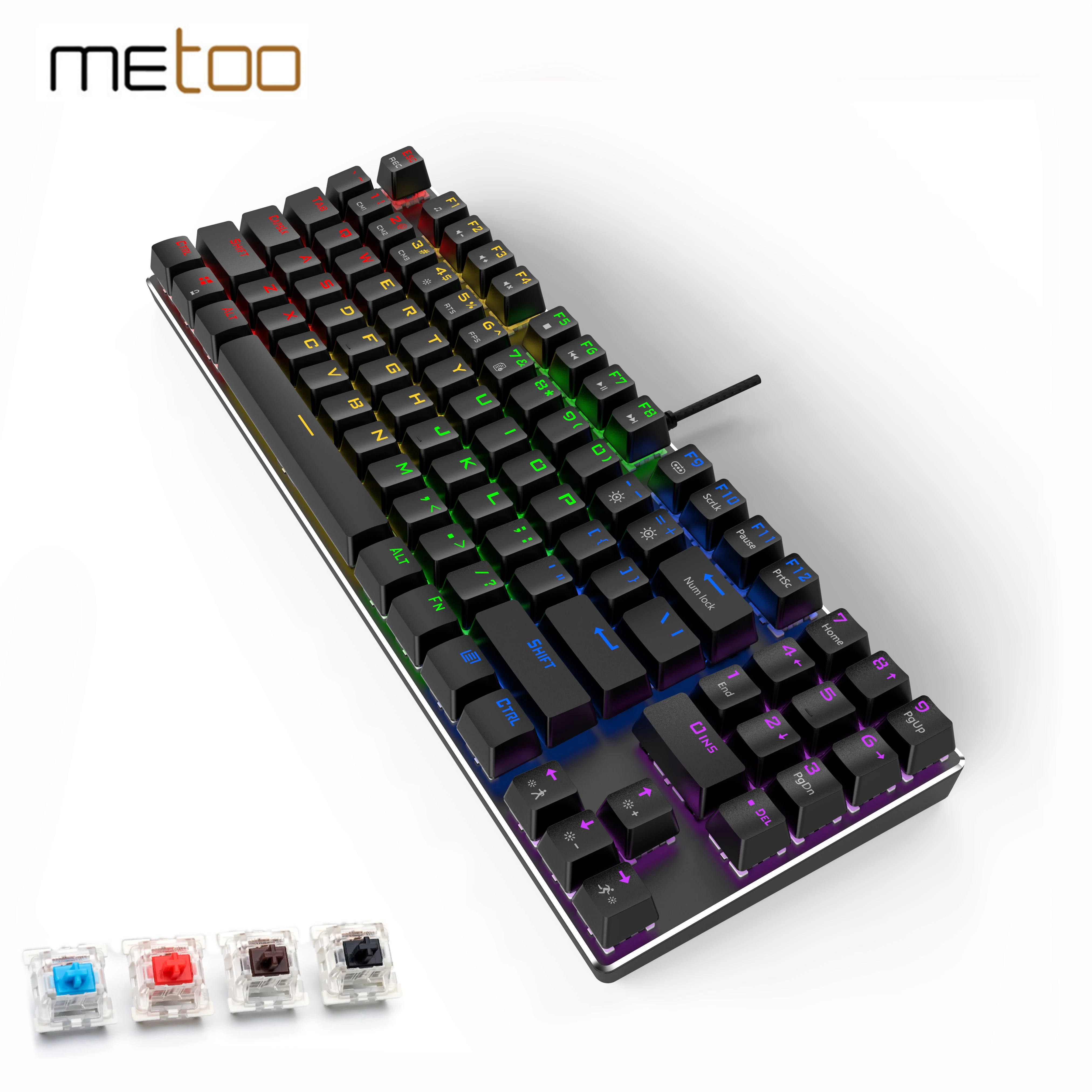 METOO Wired Gaming Mechanical Keyboard Backlit 89 Key Anti ghosting ...