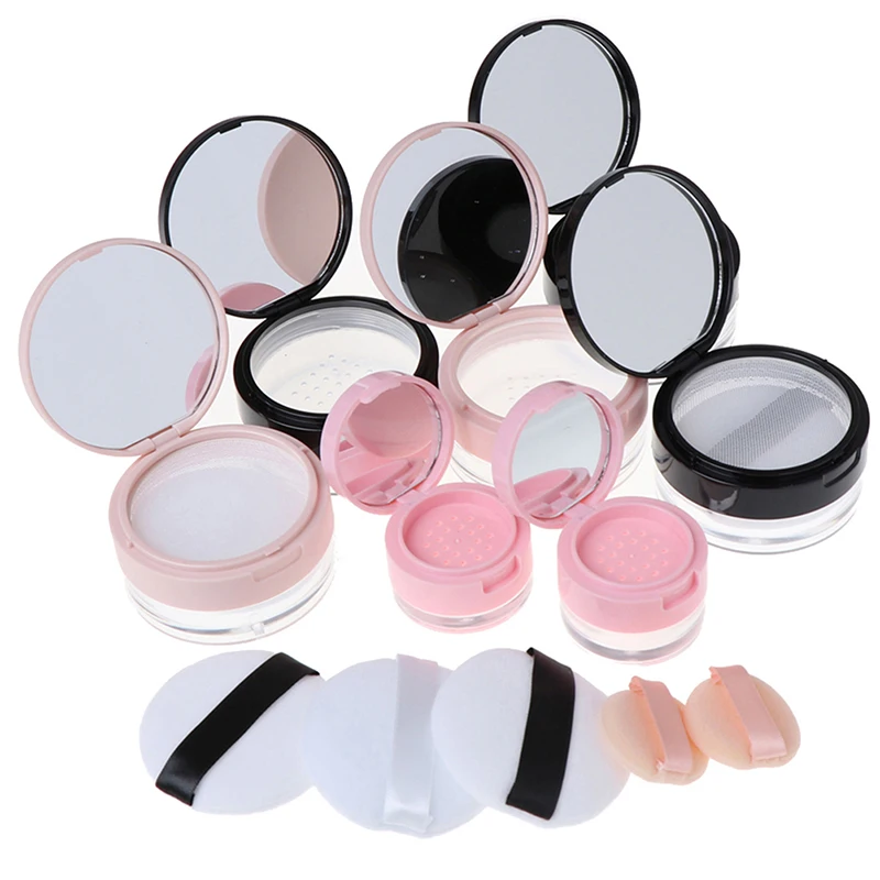 Portable Plastic Powder Box Empty Loose Powder Pot With Sieve Mirror ...