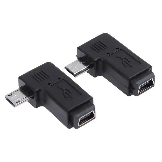 2pcs 90 Degree Mini USB Female to Micro USB Male Adapter Connector ...