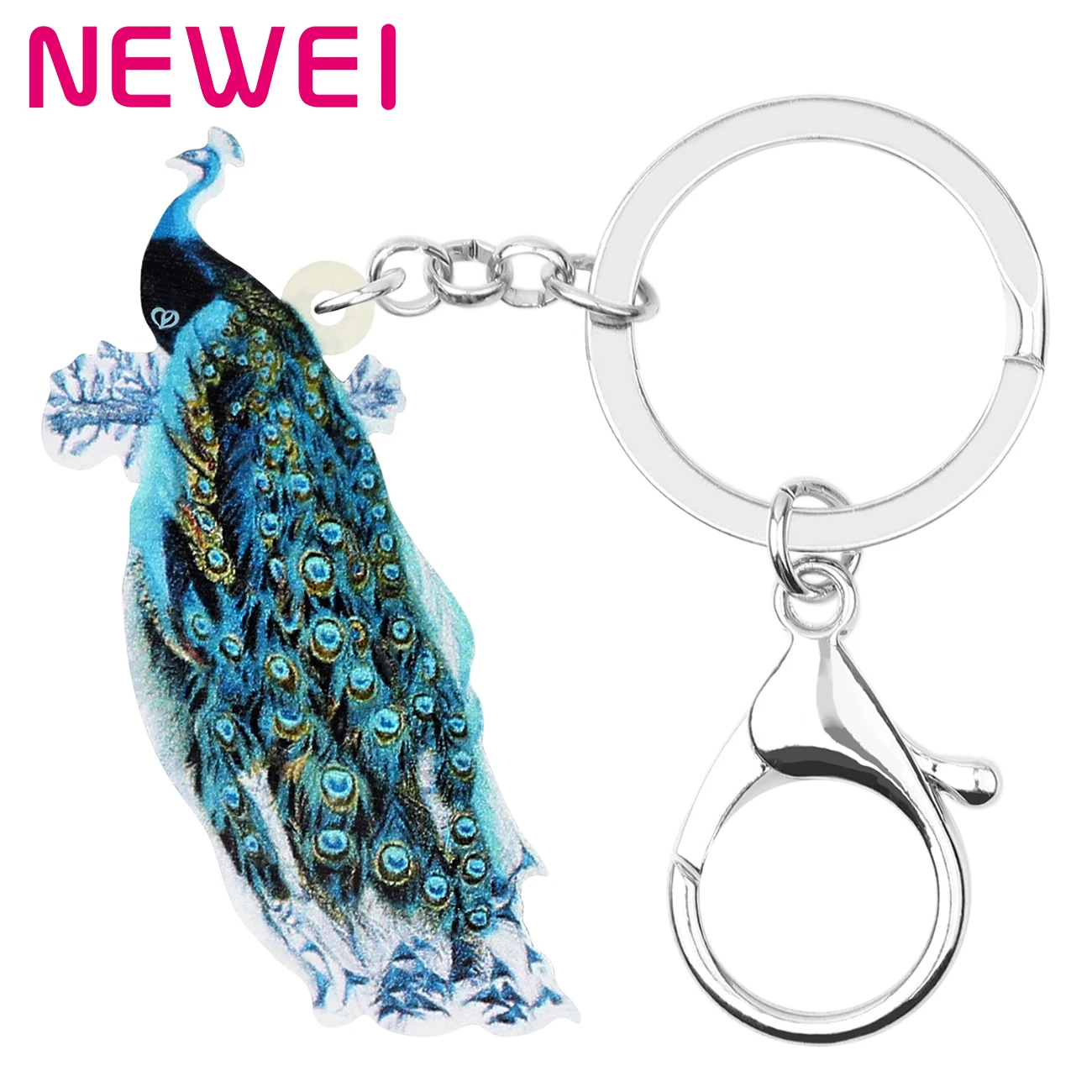 Newei Acrylic Blue Peacock Peafowl Keychains Printing Wild Bird Animal ...