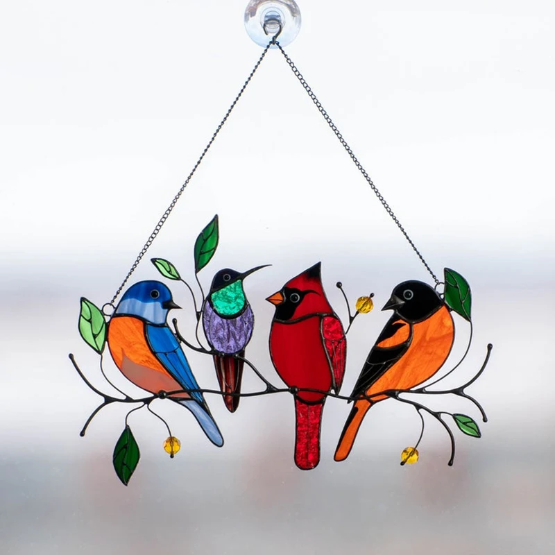 Birds Stained Glass Window Hanger Sun Catcher Bird Species Stained ...