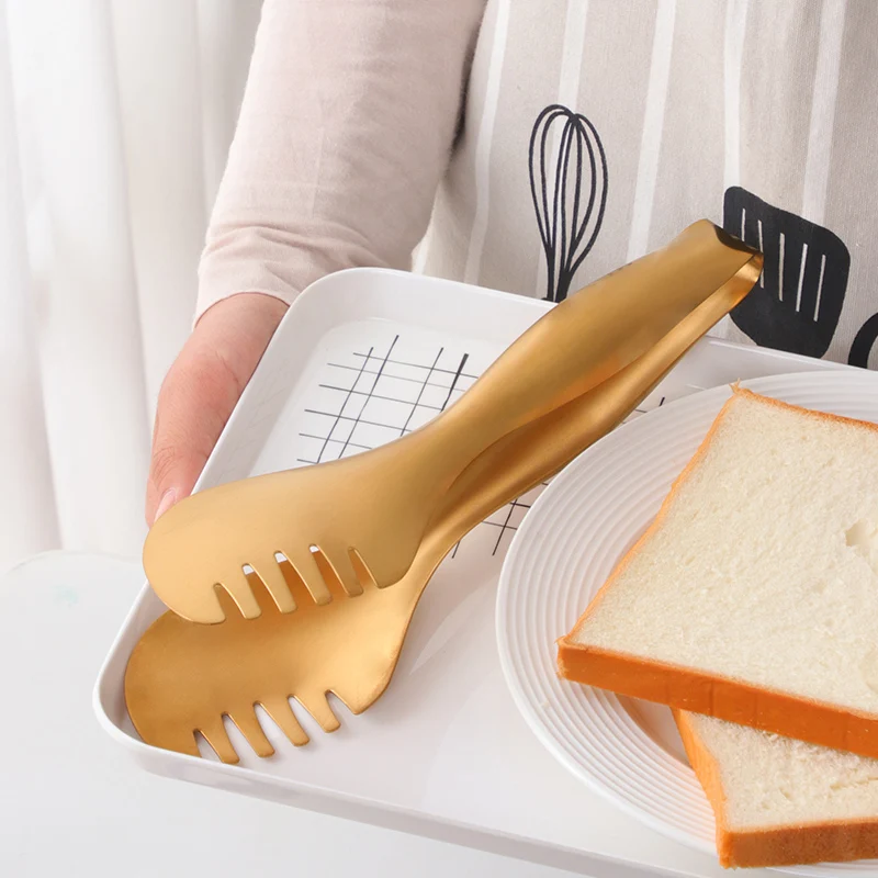 1pc pinças de cozinha de aço inoxidável pinças de alimentos pão dourado ...