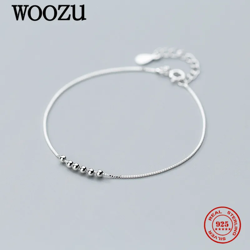 WOOZU-Real-925-Sterling-Silver-Korean-Small-Round-Beads-Link-Chain-Bracelets-For-Women-Wedding ...