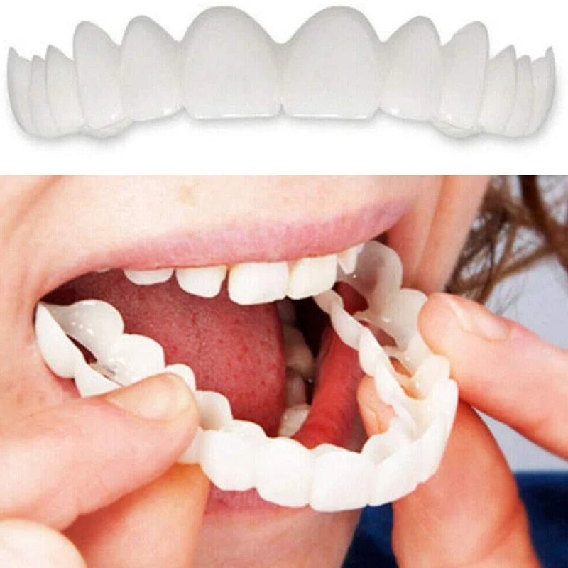 2Pcs Perfect Fit Teeth Whitening Fake Tooth Cover Snap On Silicone ...