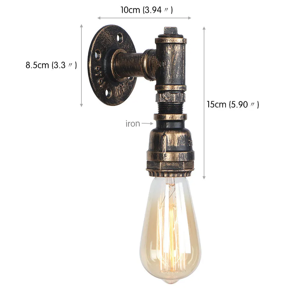 Vintage Industrial Metal Steampunk Water Pipe Wall Lamps