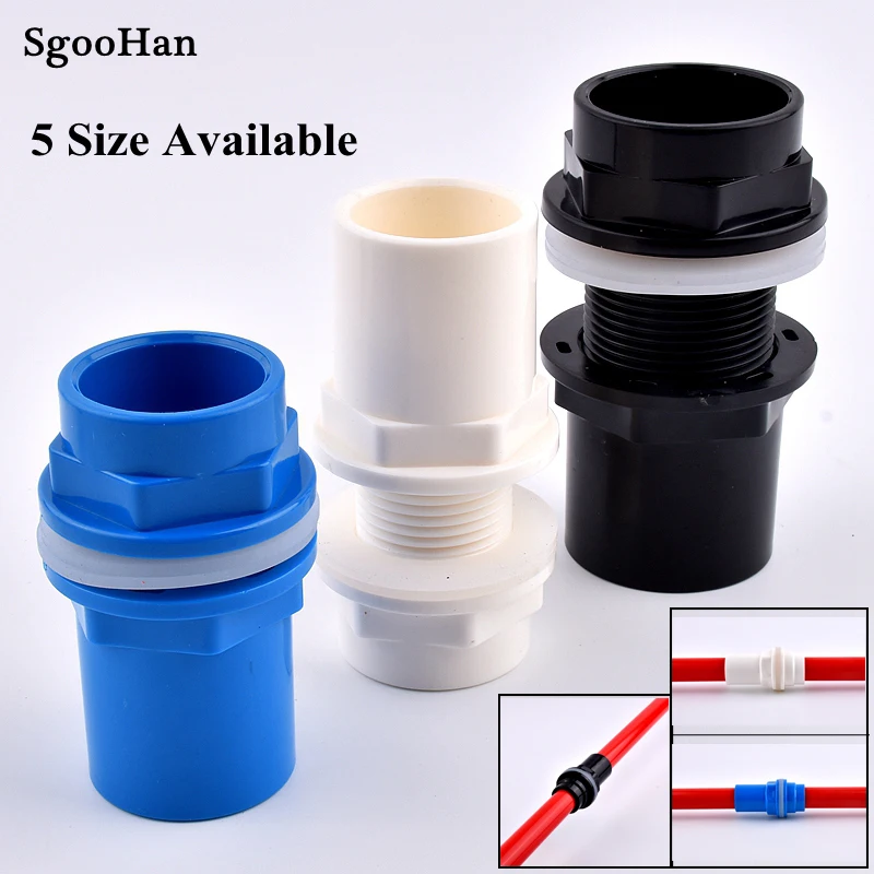 3 Colors 20~50mm Aquarium Drain Joint PVC Pipe Water Inlet Outlet ...