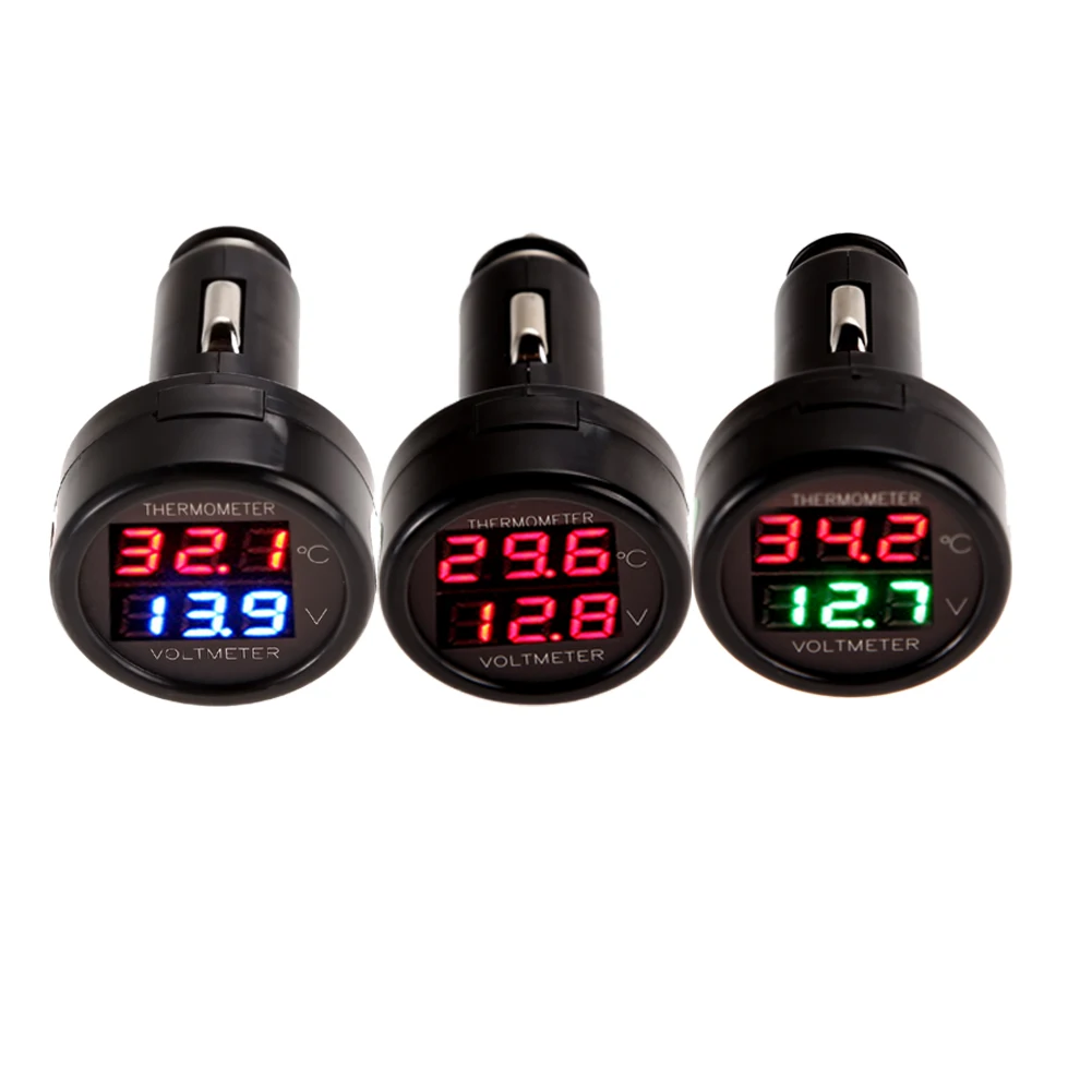 2 In 1 12v 24v Car Volt Meter Auto Led Digital Voltmeter Gauge ...