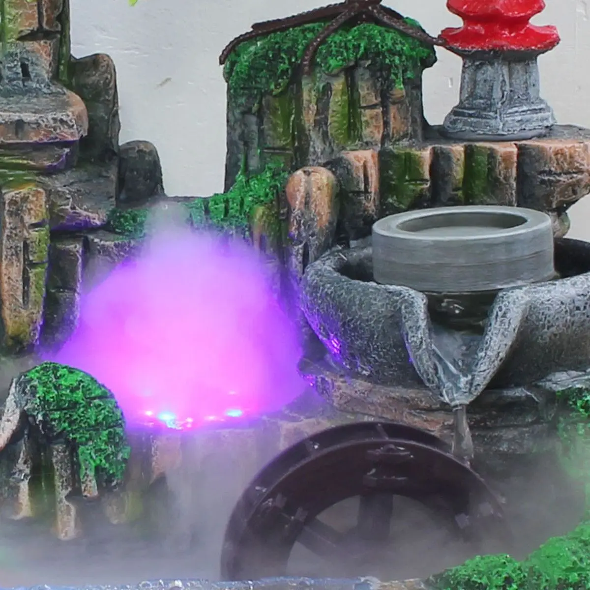LED Indoor Simulation Resin Rockery Waterfall Statue Desktop Fountain ...