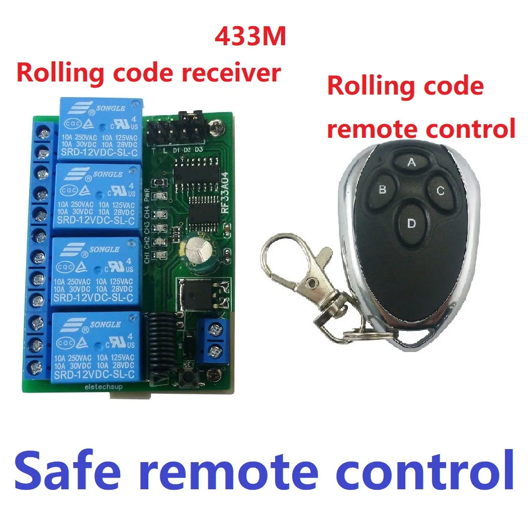 433m 4ch Rolling Code Keeloq Controler Hcs301 Remote Control Keyfob Transmitter Board For Door ...