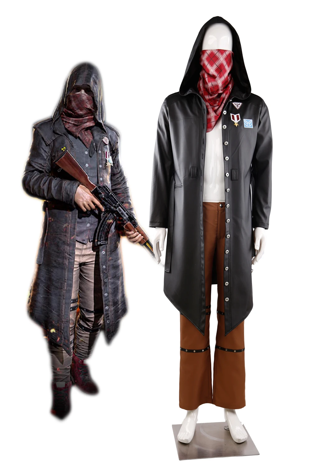 Playerunknown's Battlegrounds PUBG Cosplay Costume Trenchcoat Tan Scraf ...