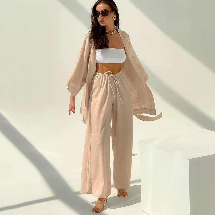 Hiloc-Drop-Sleeve-Robes-Women-Pajama-Flare-Sets-Robe-Low-Cut-Pijama ...