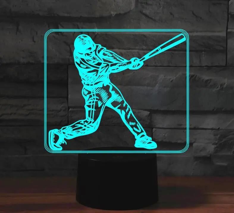 [Seven Neon]Baseball Play baseball Acrylic 7Colors Desk Lamp 3D Lamp ...