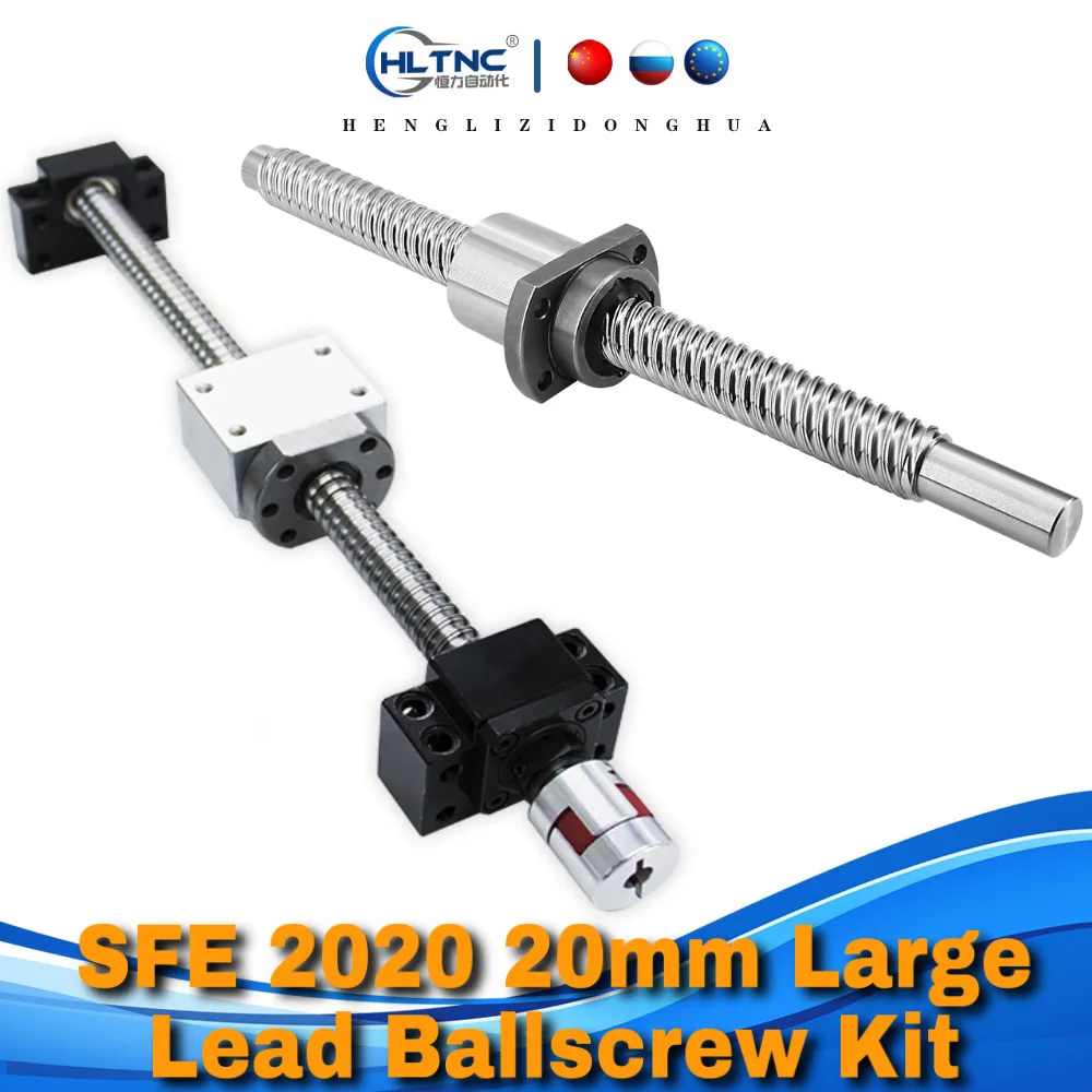 20mm SFE2020 Large Lead Ball Screw Kit with DSG2020 Nut Housing BKBF15 ...
