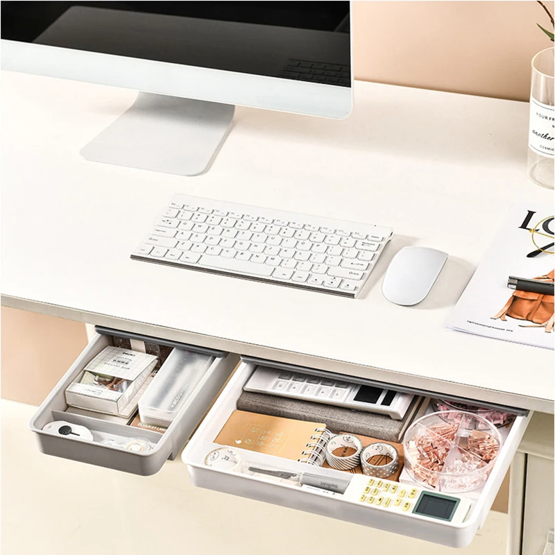 Desk Drawer Hidden Organizer Storage Box | Hidden Office Drawer ...