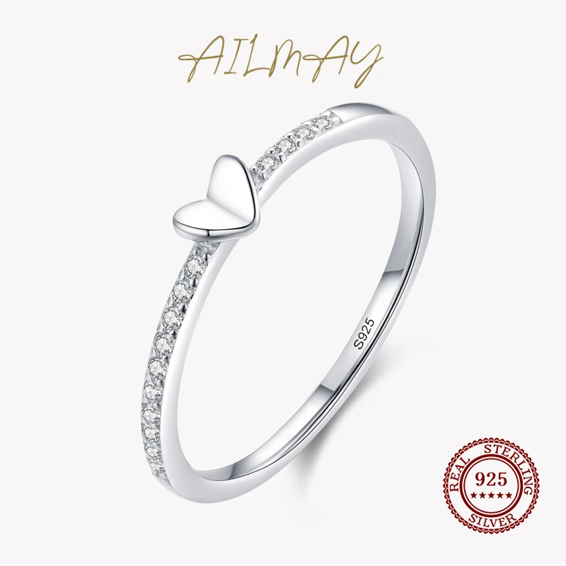 925 Sterling Silver Ring Heart Charm | 925 Silver Heart Wedding Ring ...