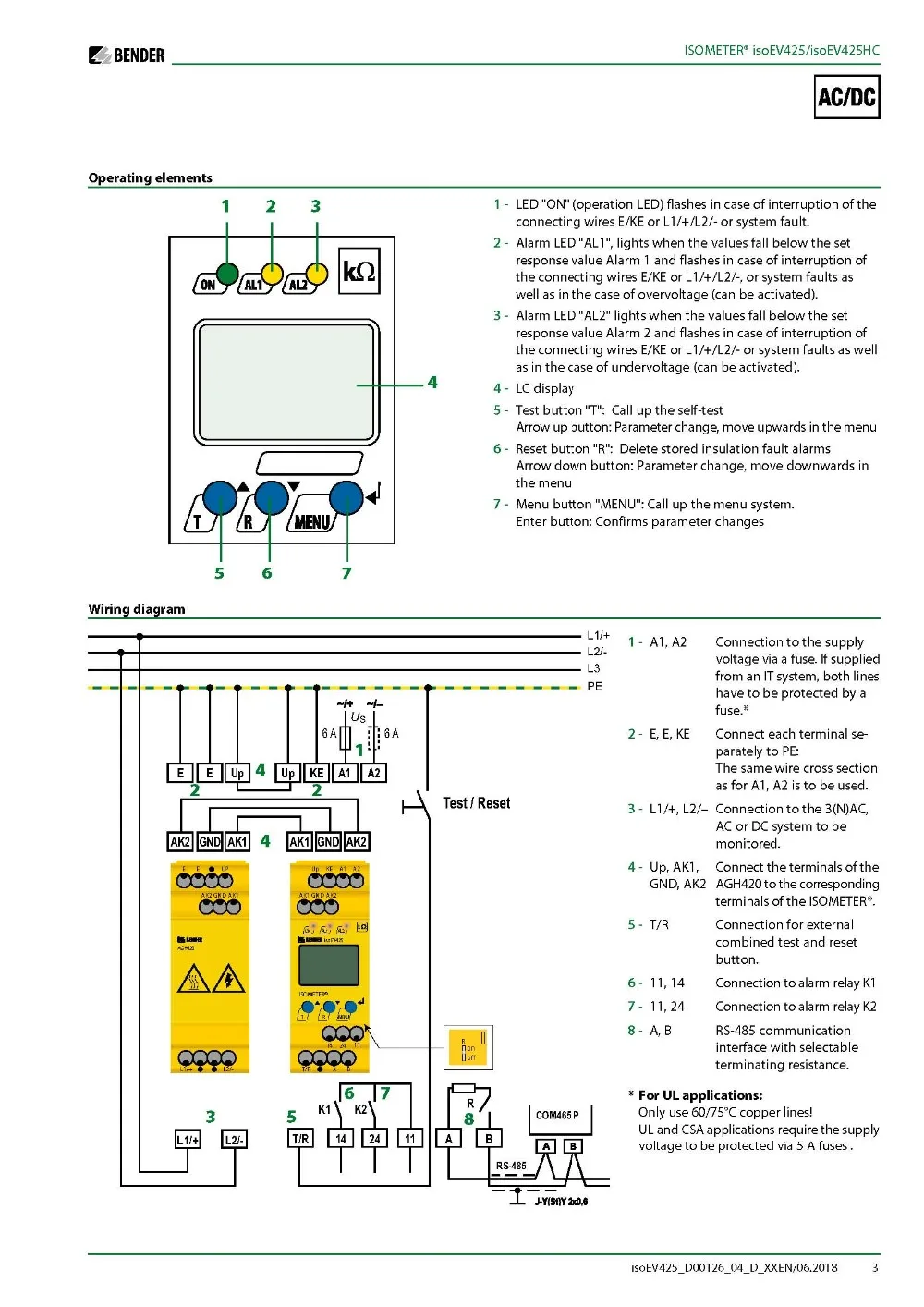 Bender ISOMETER isoEV425 กับ coupling อุปกรณ์ AGH420 สำหรับ DC สถานี ...